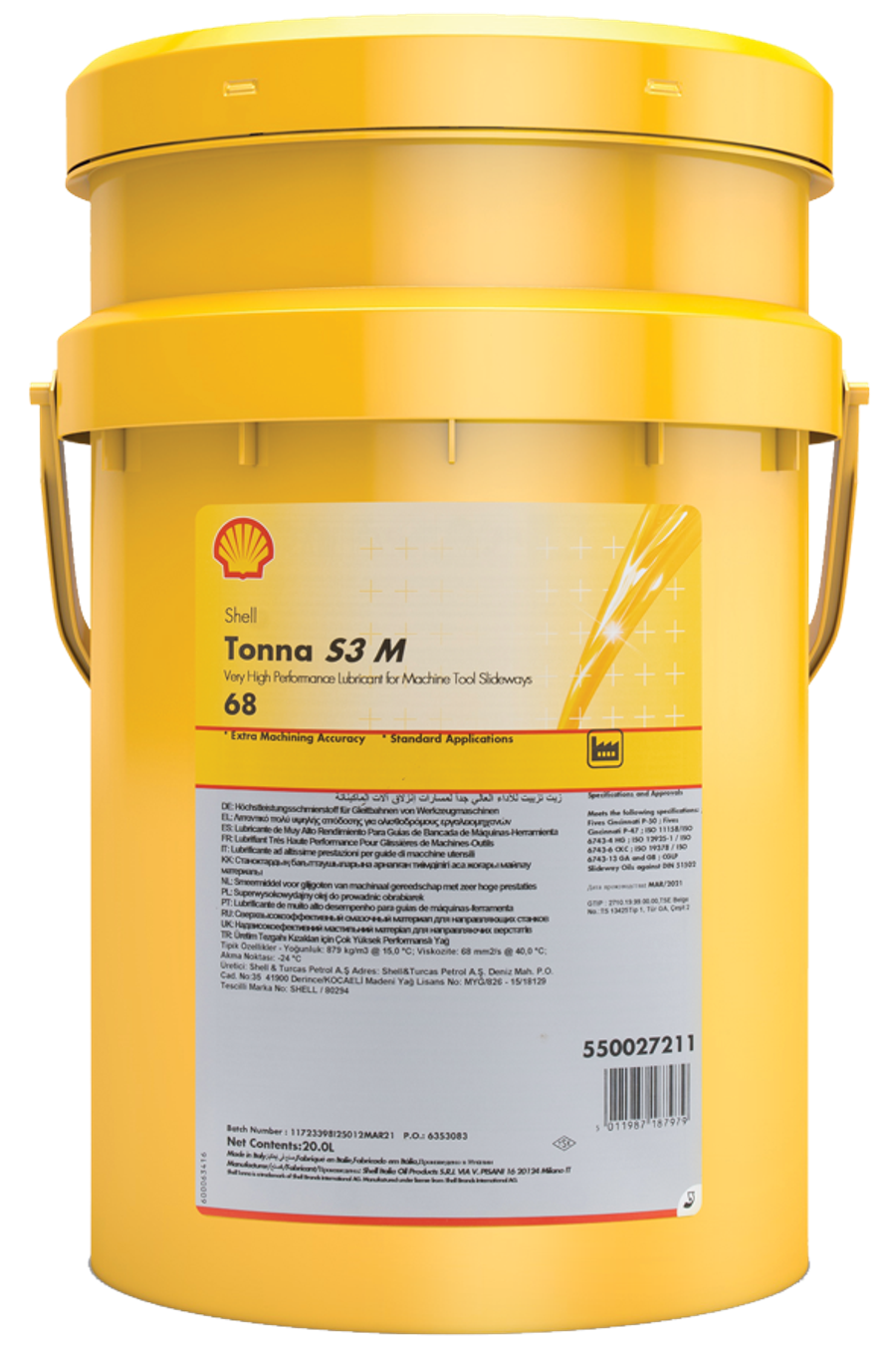 Huile glissière SHELL TONNA S3 M 68 Bidon 20L
