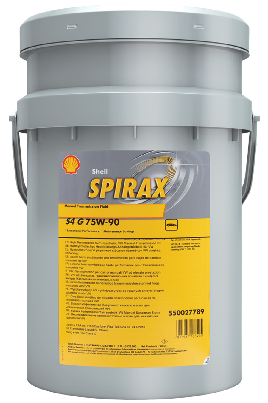 Huile transmission SHELL SPIRAX S4 G 75W90 Bidon 20L